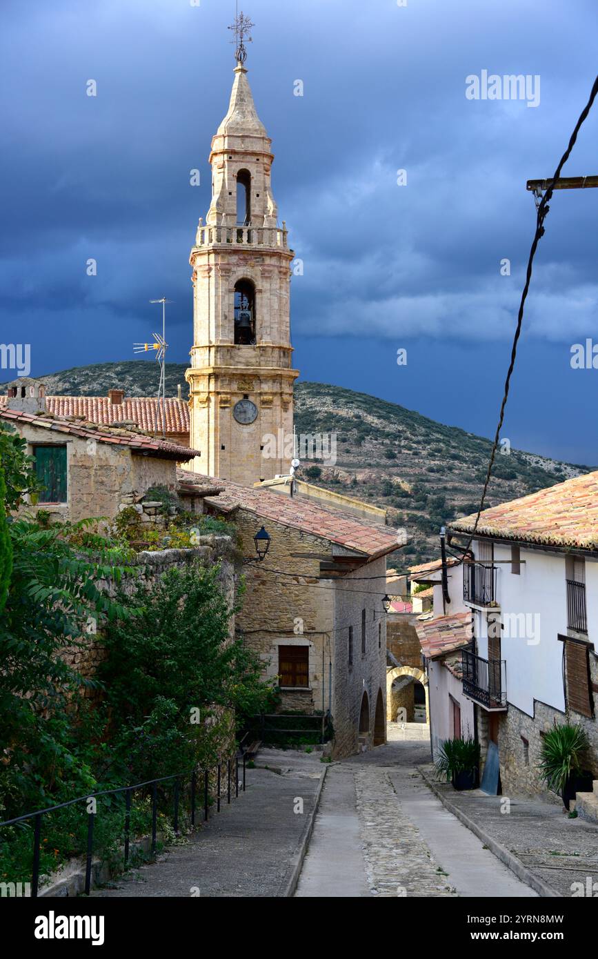Tronchón, traditional architecture. Alto Maestrazgo, Teruel, Aragón ...