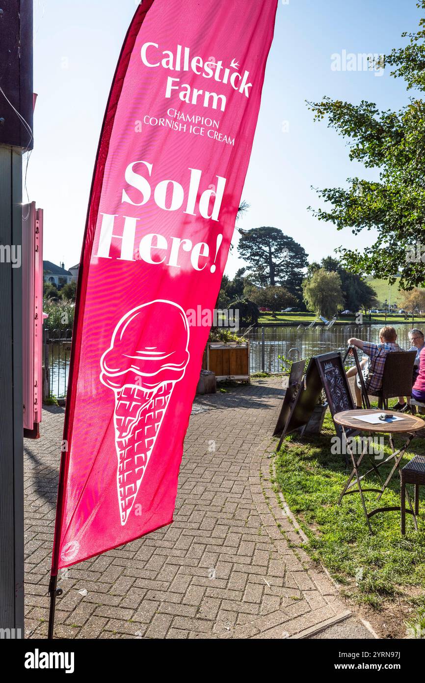 A colourful banner advertising Callestick Farm Cornish Ice Cream in ...
