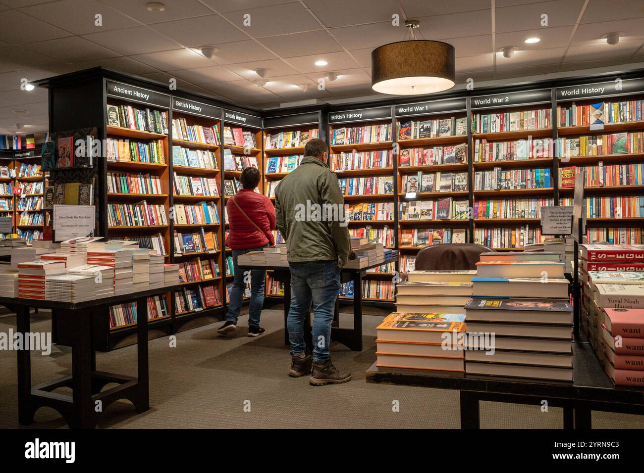 The interior of a Waterstones Bookshop in Truro City centre in Cornwall in the UK Stock Photo ...