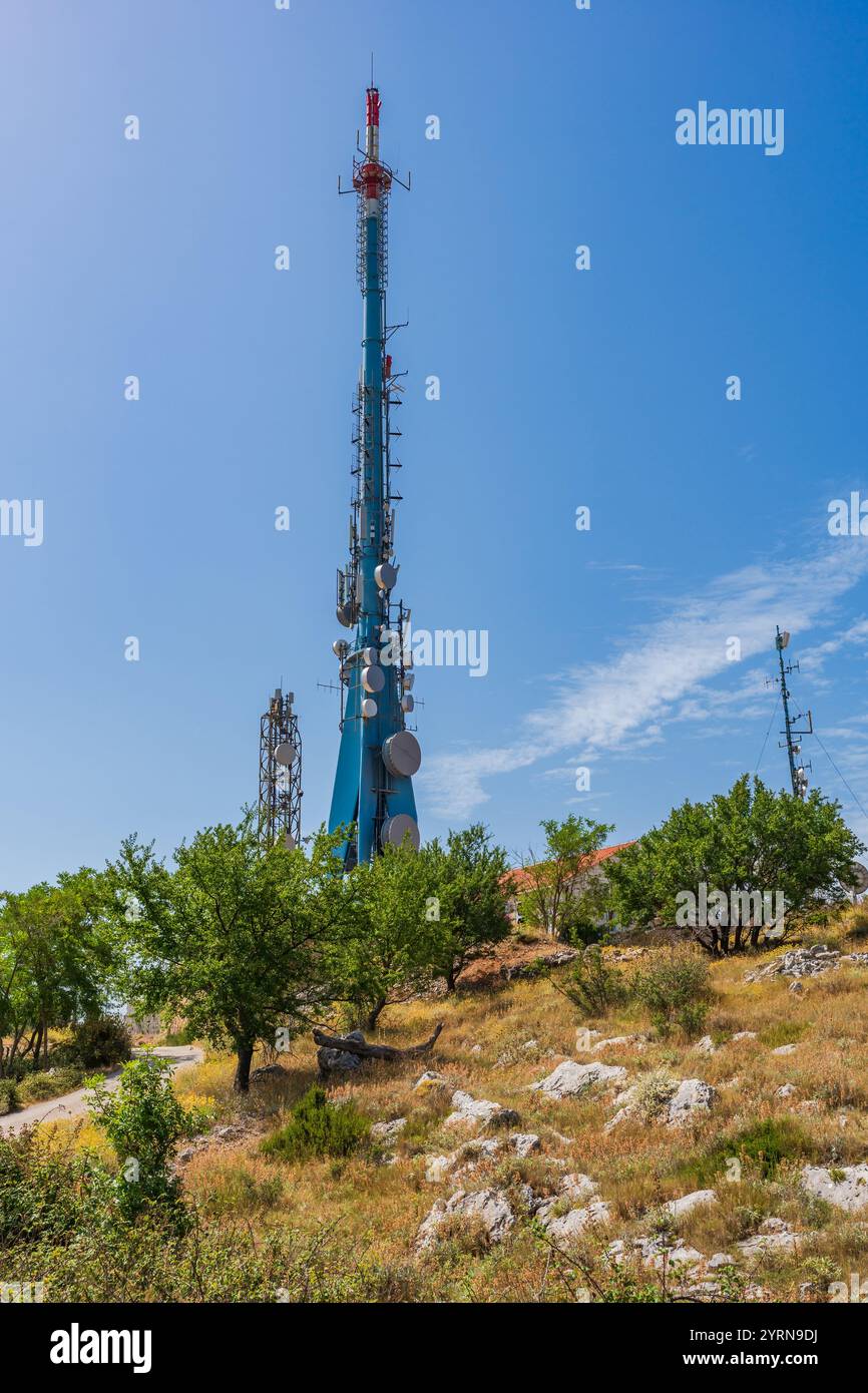 Radio Television Transmitter Tower on Mount Srd in Dubrovnik, Croatia ...