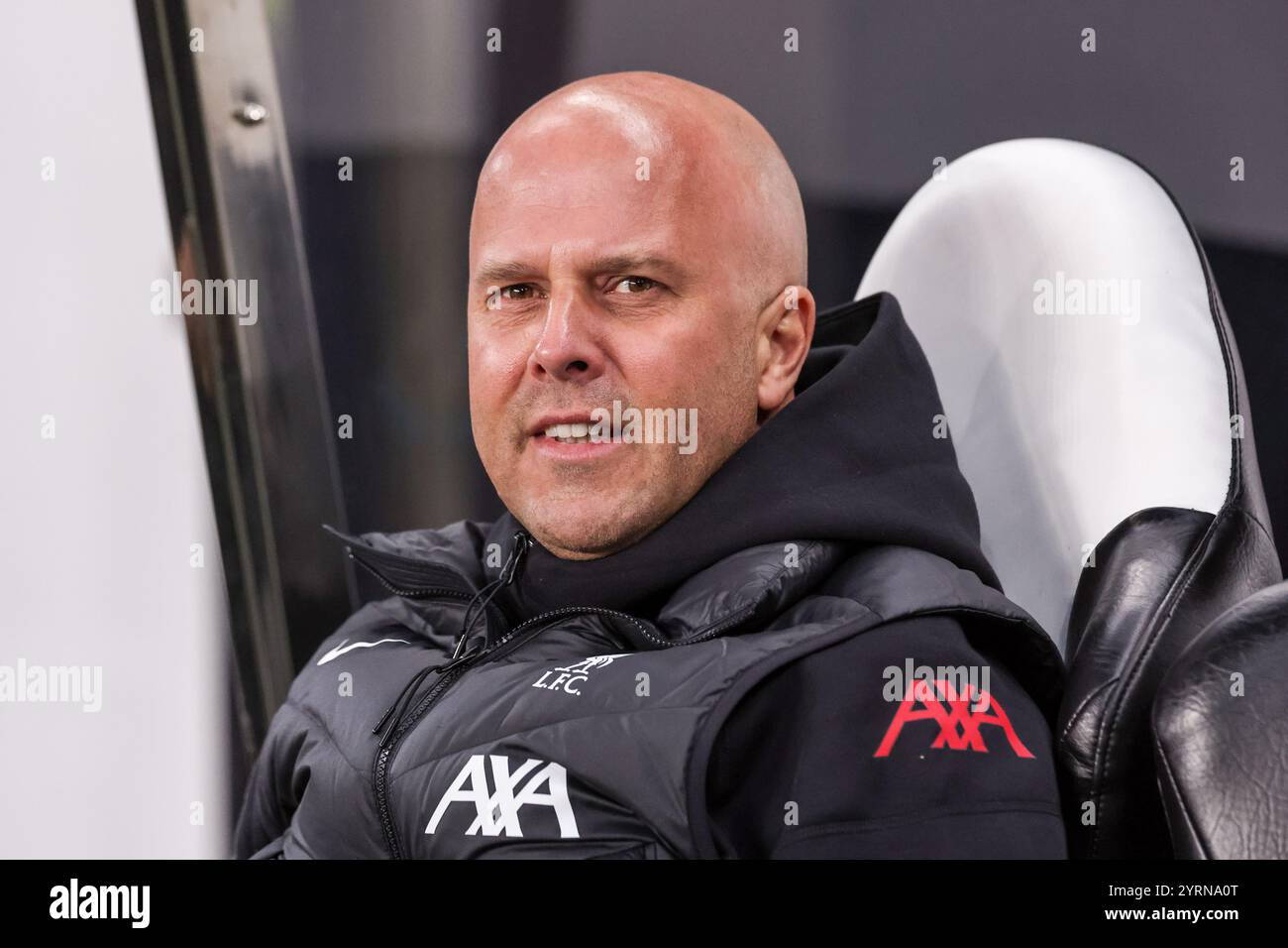 Arne Slot manager of Liverpool arrives during the Premier League match ...