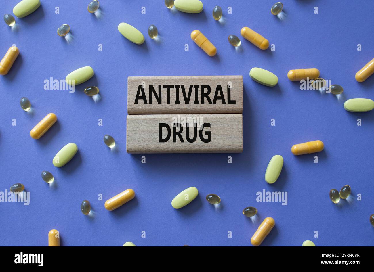Antiviral Drug symbol. Concept words Antiviral Drug on wooden blocks ...