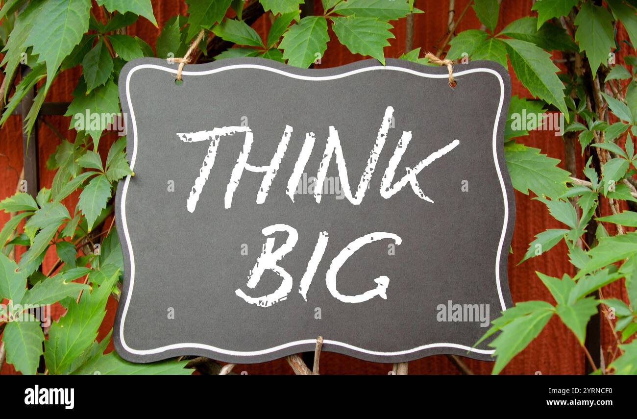 Think big symbol. Concept words Think Big on black chalk blackboard ...