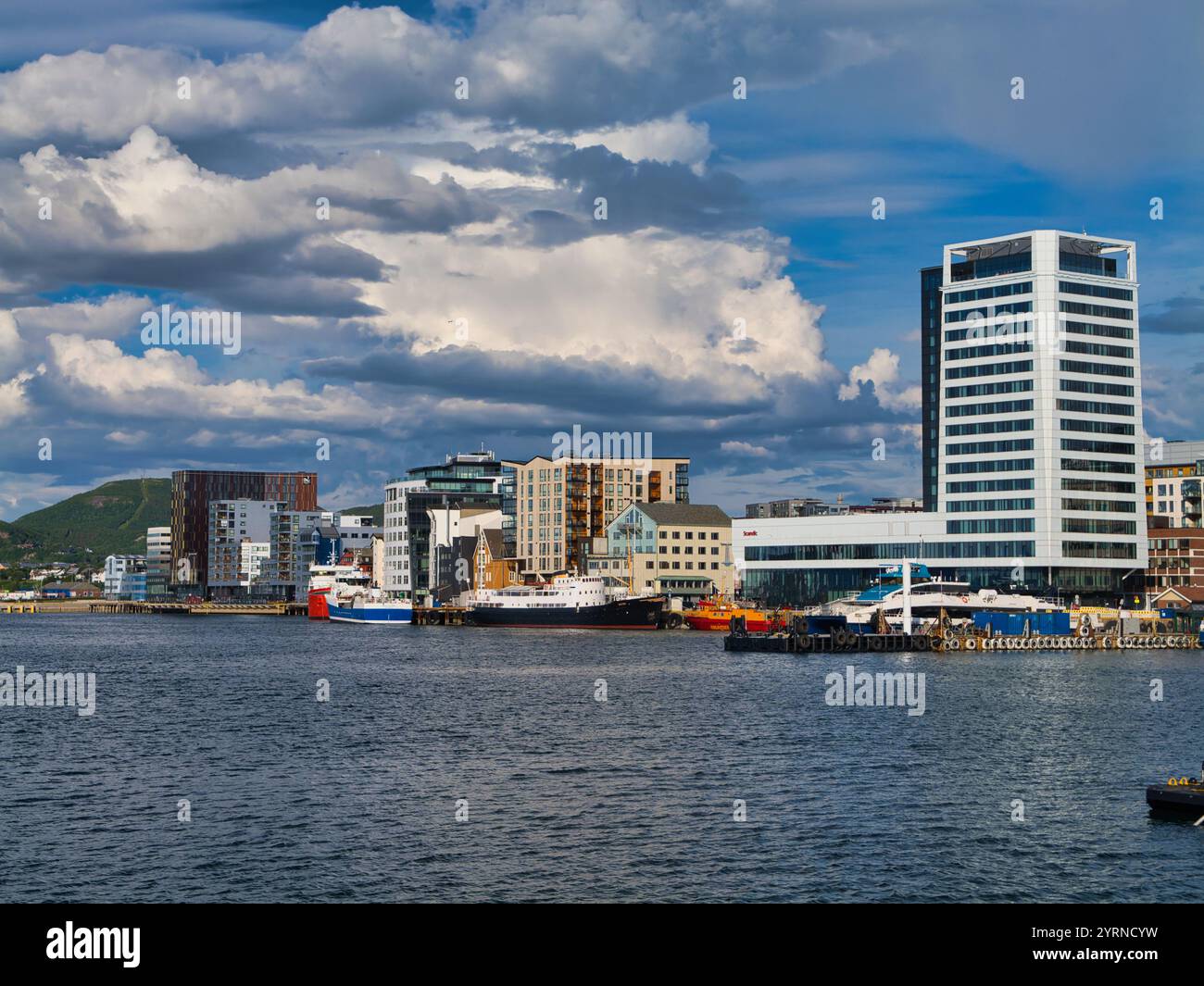 Bodo, Norway - 17 June 2024: The waterfront of the Norwegian coastal ...