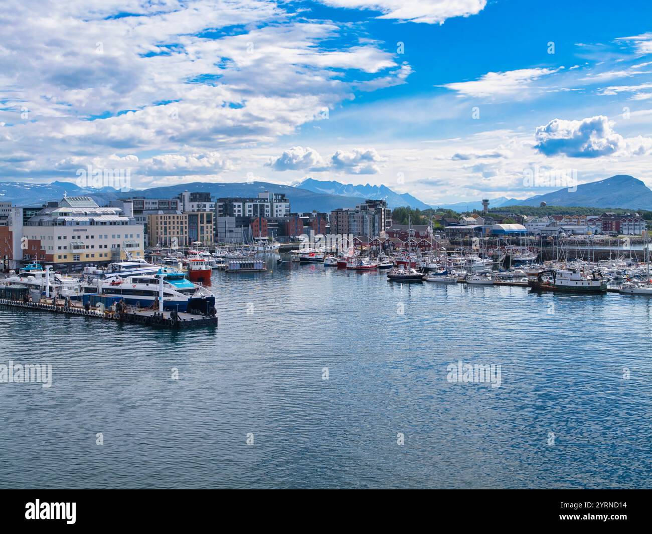Bodo, Norway - 18 June 2024: The buildings of the coastal town of Bodo ...