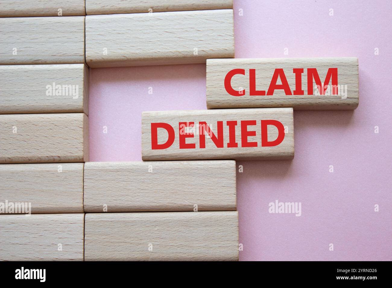 Claim denied symbol. Wooden blocks with words Claim denied. Beautiful ...
