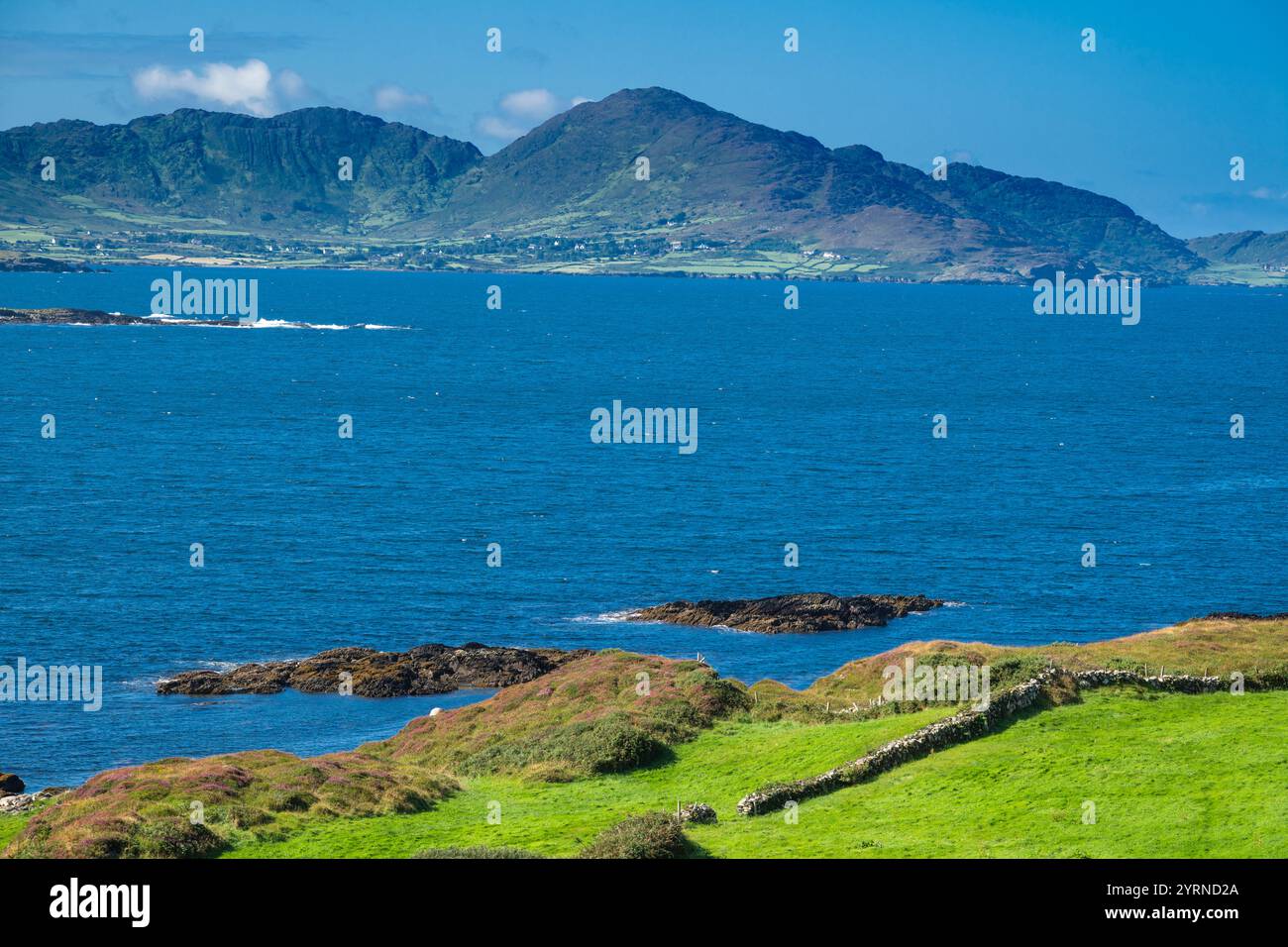 View across the Kenmare River (Kenmare Bay) towards Coulagh Bay and the ...