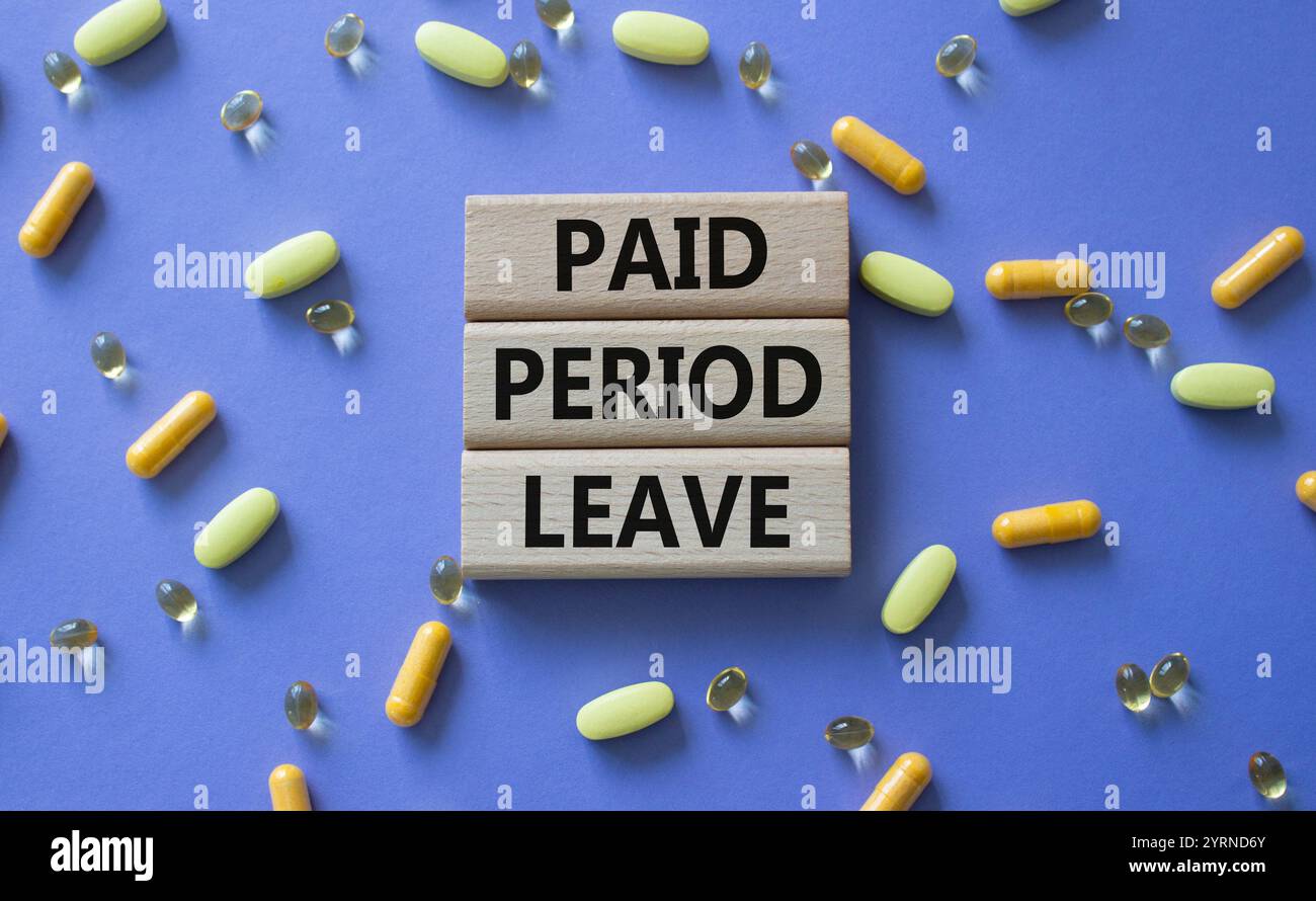 Paid Period Leave symbol. Concept words Paid Period Leave on wooden ...