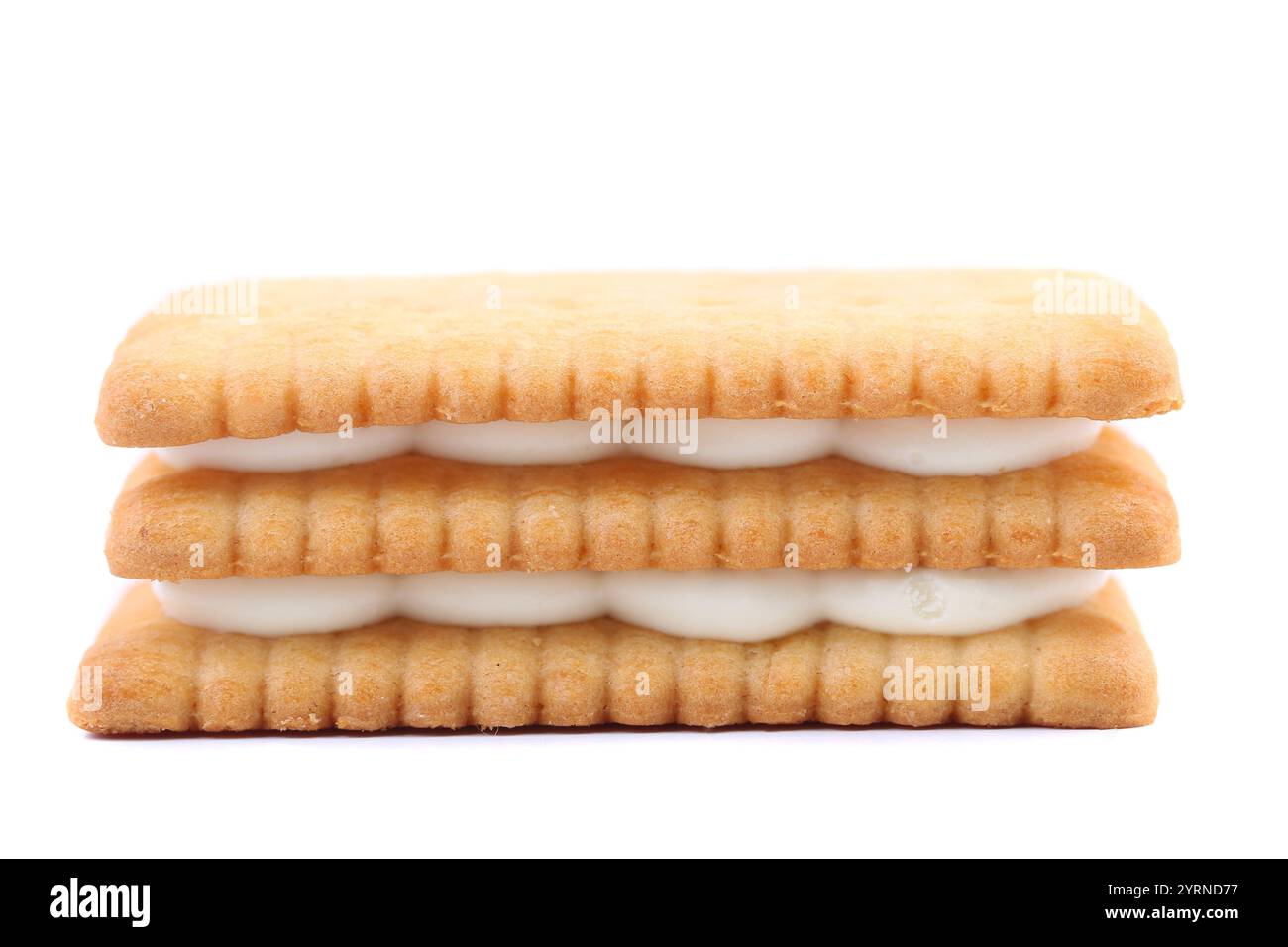 Custard cream biscuits isolated on a white background Stock Photo - Alamy