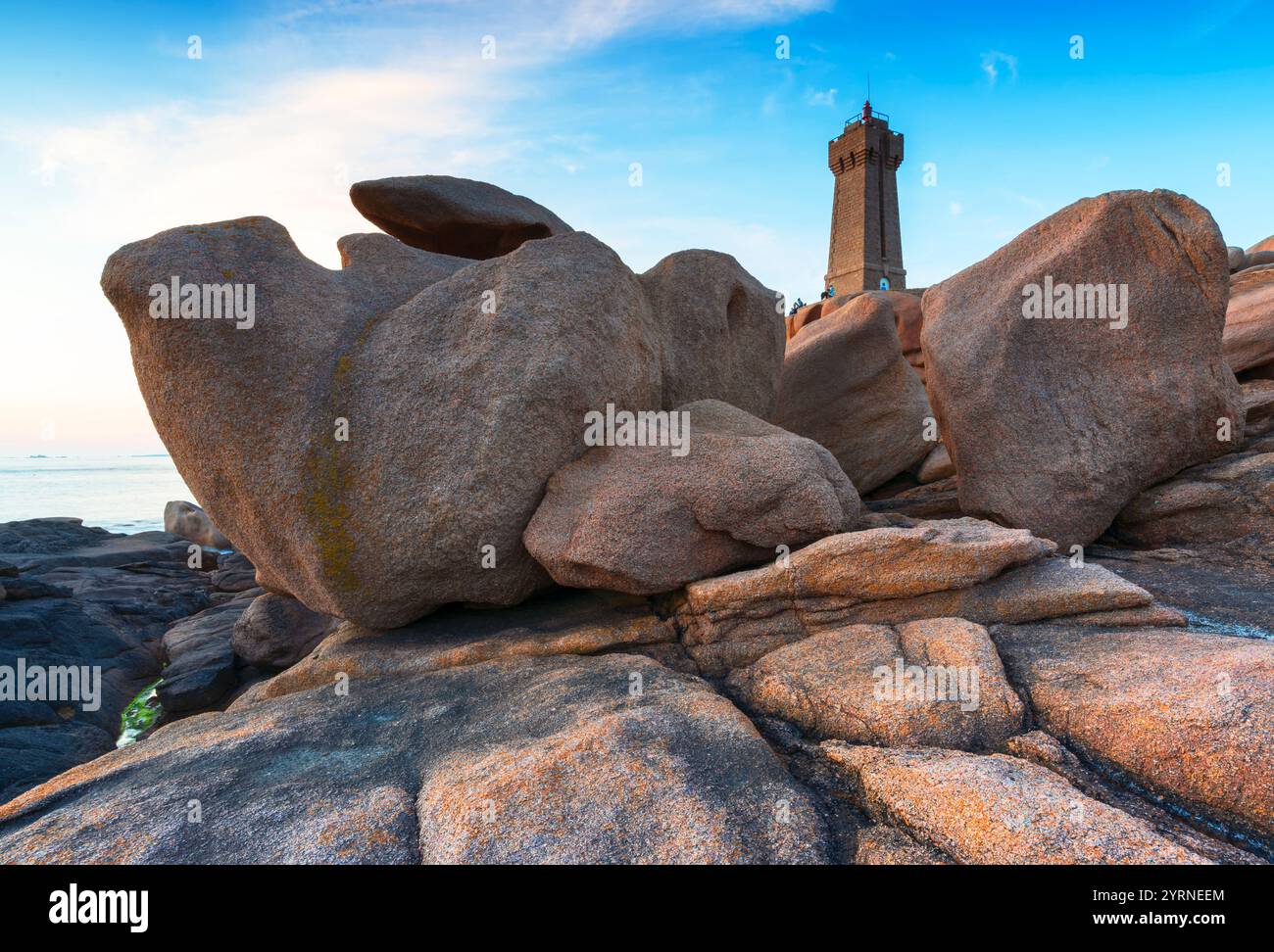 Rock formations on the Côte de Granit Rose, Brittany, France Stock ...