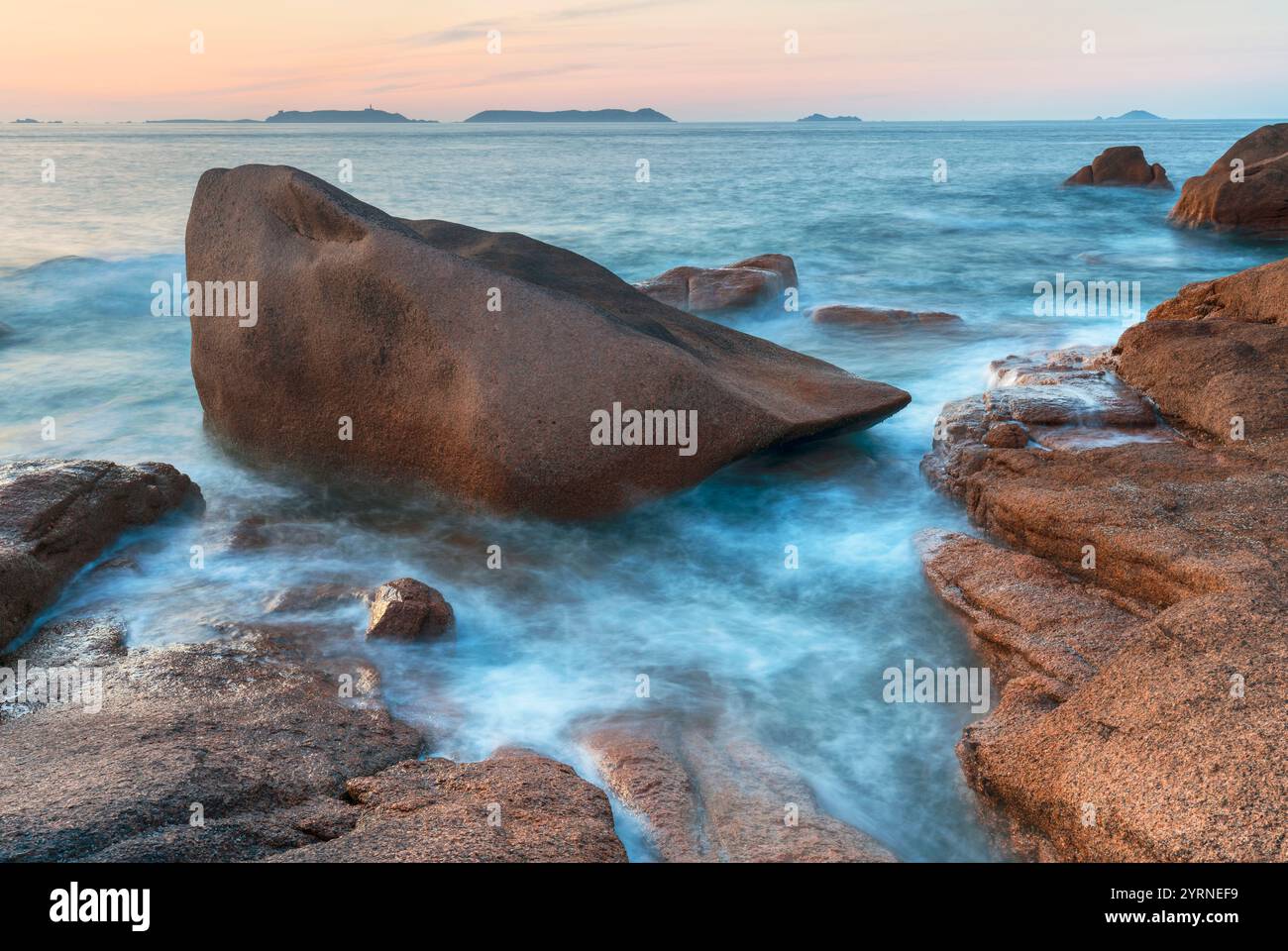 Rock formations on the Côte de Granit Rose, Brittany, France Stock ...