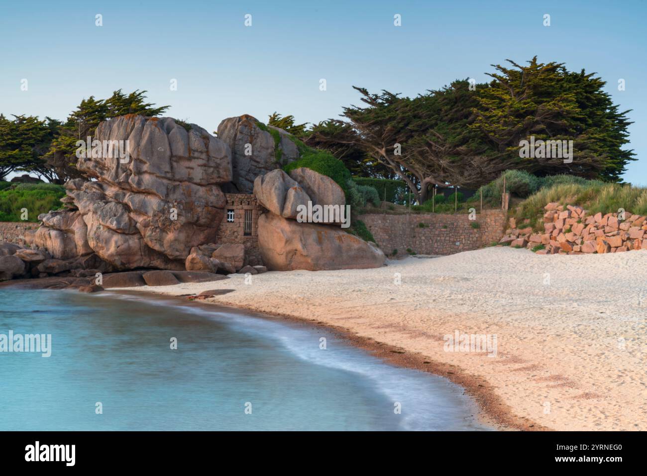 Rock formations on the Côte de Granit Rose, Brittany, France Stock ...