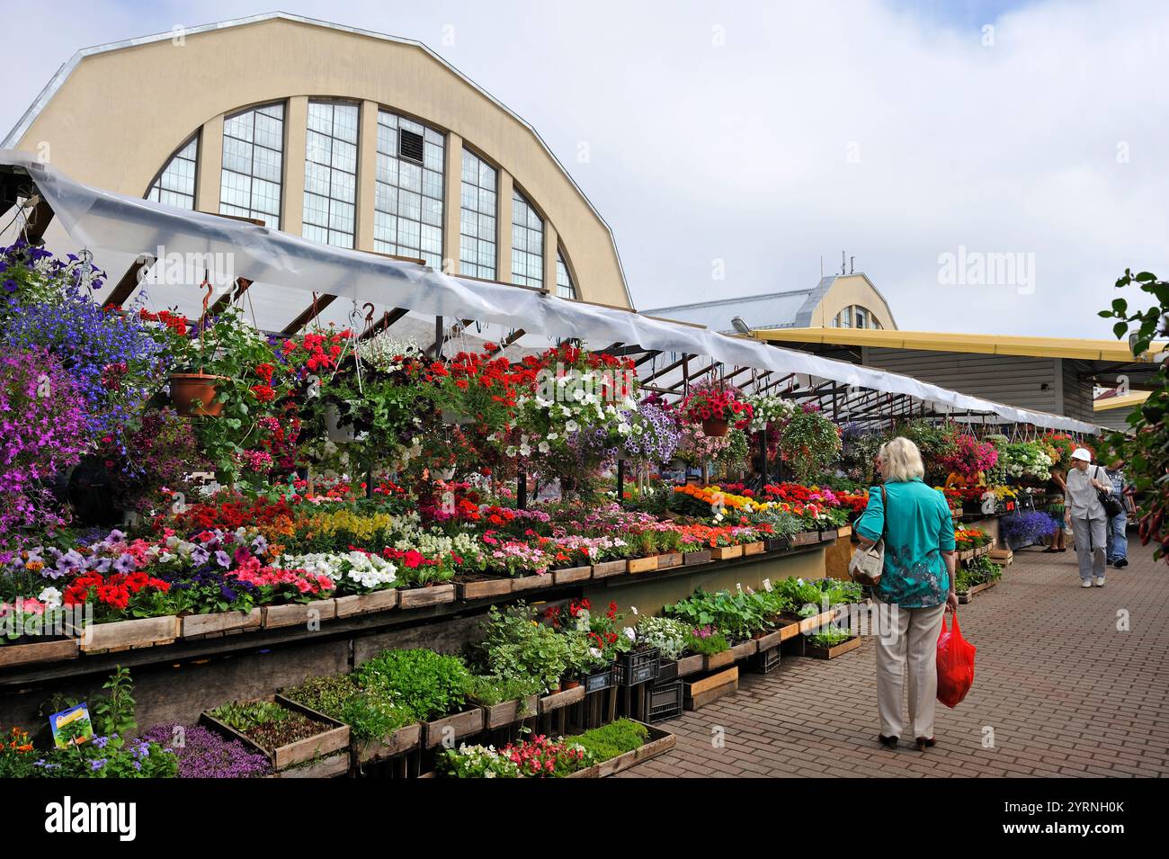 the flower market set outside the Central Market that is one of the ...