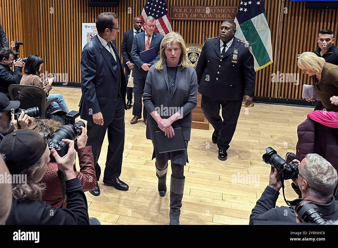 New York City Police Commissioner Jessica Tisch, leaves a news ...