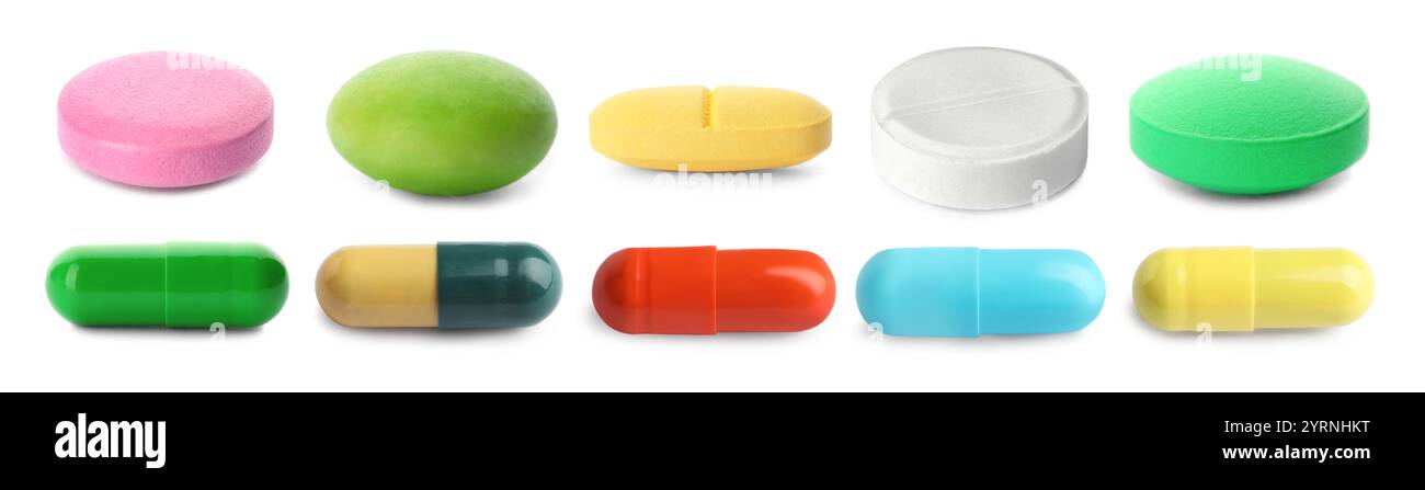 Set of different antibiotic pills isolated on white Stock Photo - Alamy