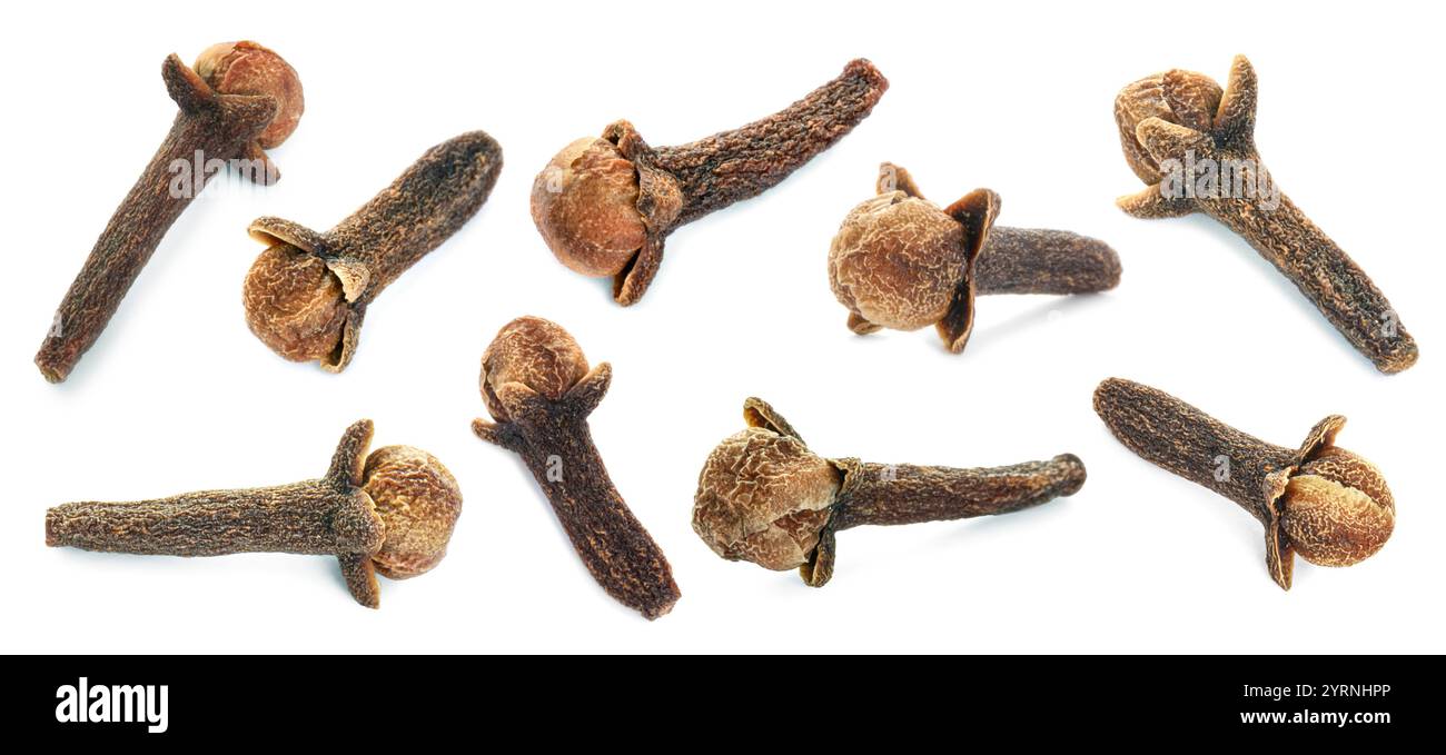 Fragrant clove buds isolated on white, set Stock Photo - Alamy