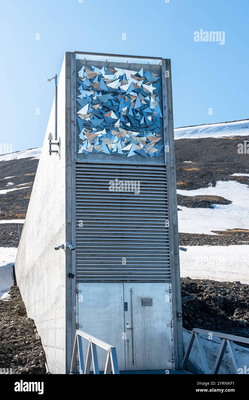 View of the entrance building of the Svalbard Global Seed Vault in ...