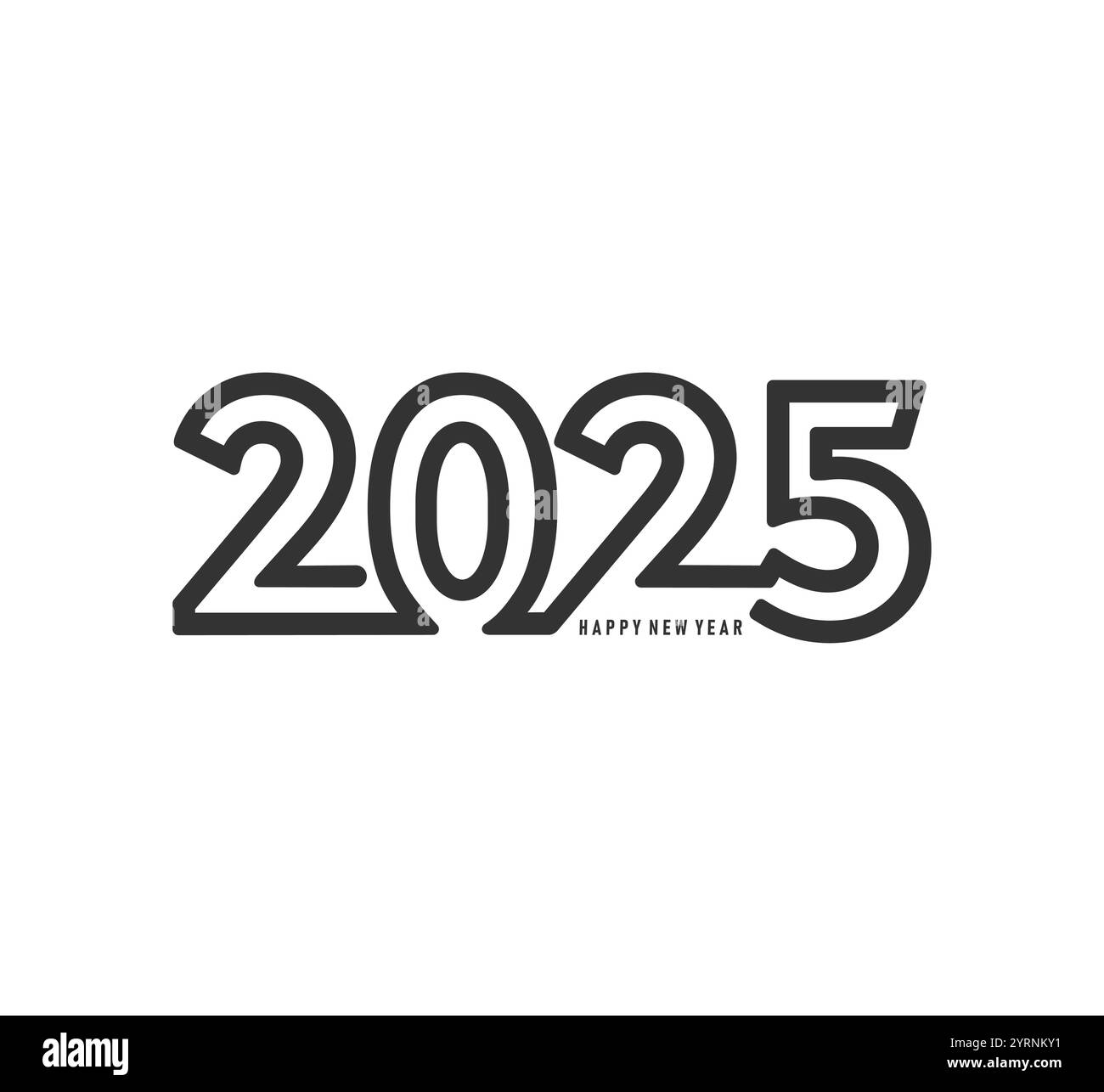 2025 calendar number with Happy New Year holiday greeting font, vector ...