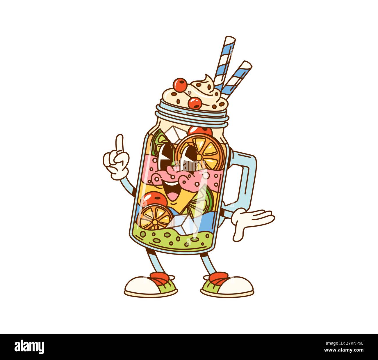 Cartoon groovy milkshake dessert character. Isolated vector cool and ...