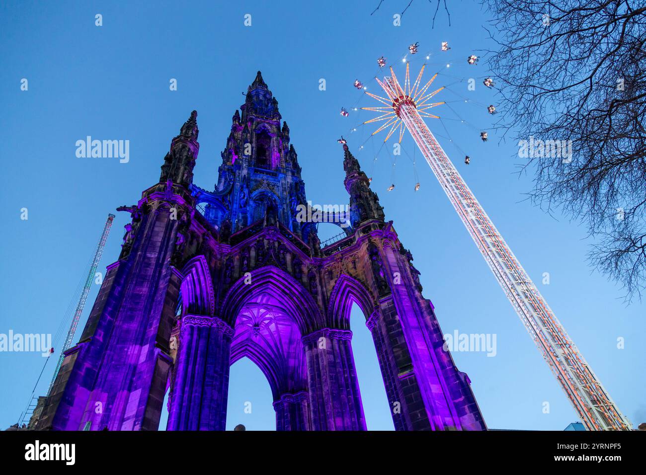 The Star Flyer a 262ft amusement ride next to the Scott Monument ...