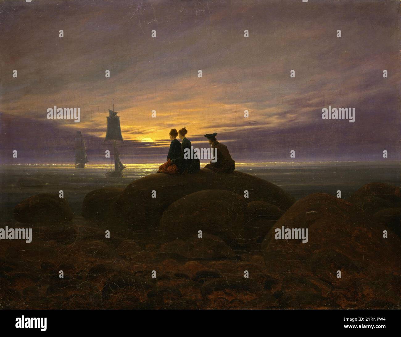 Moonrise by the sea. Caspar David Friedrich. 1822 Stock Photo - Alamy