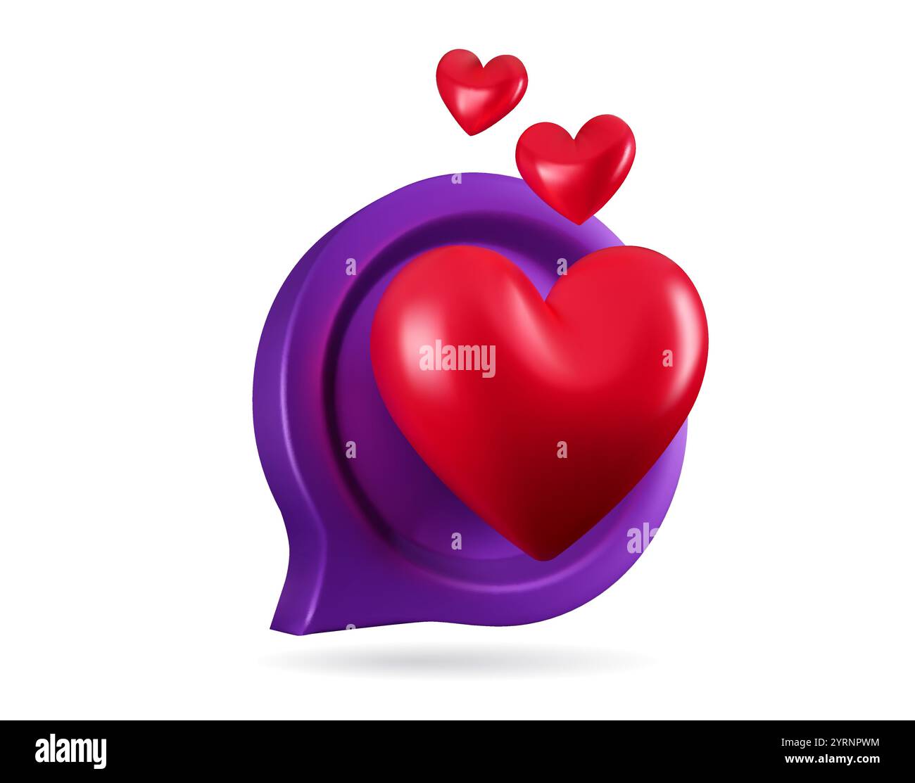 3d love heart message bubble social media icon, vector network or ...