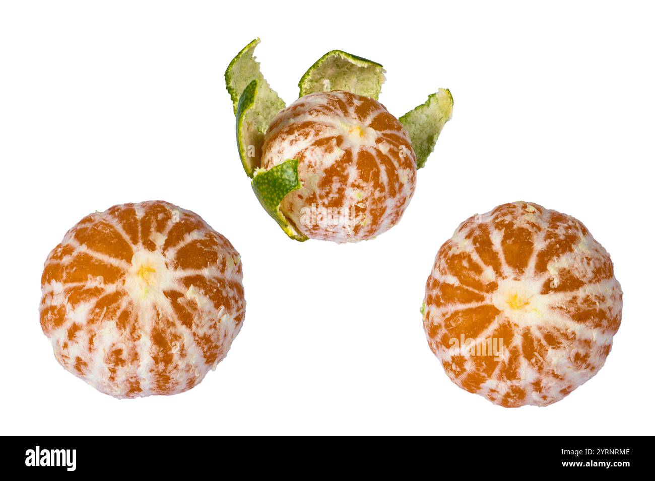 Three peeled tangerines isolated on white background. Images of ripe ...