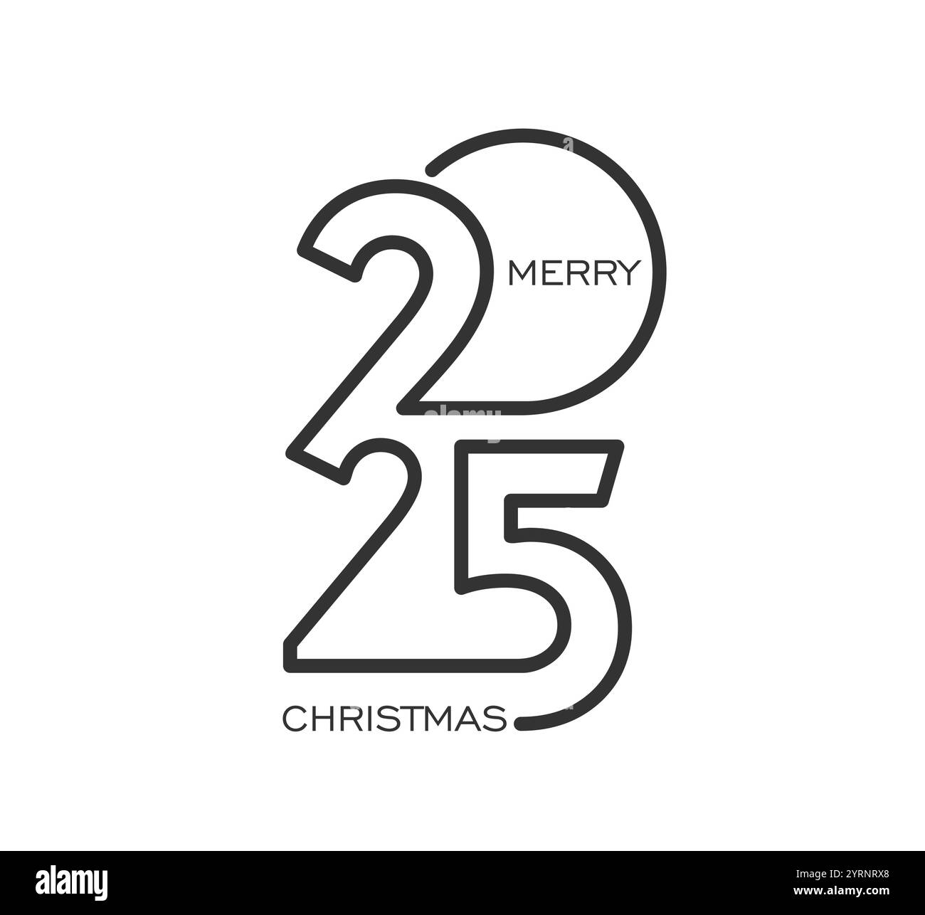 2025 Calendar number. Vector sleek and minimalistic black and white ...