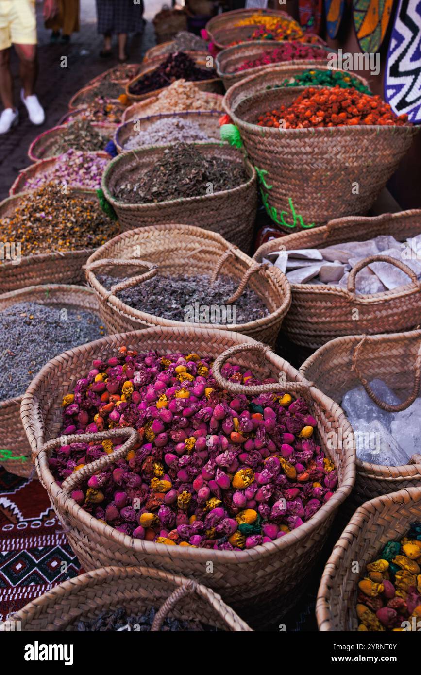 Baskets with incense and traditional goods, Marrakech in Morocco Stock ...