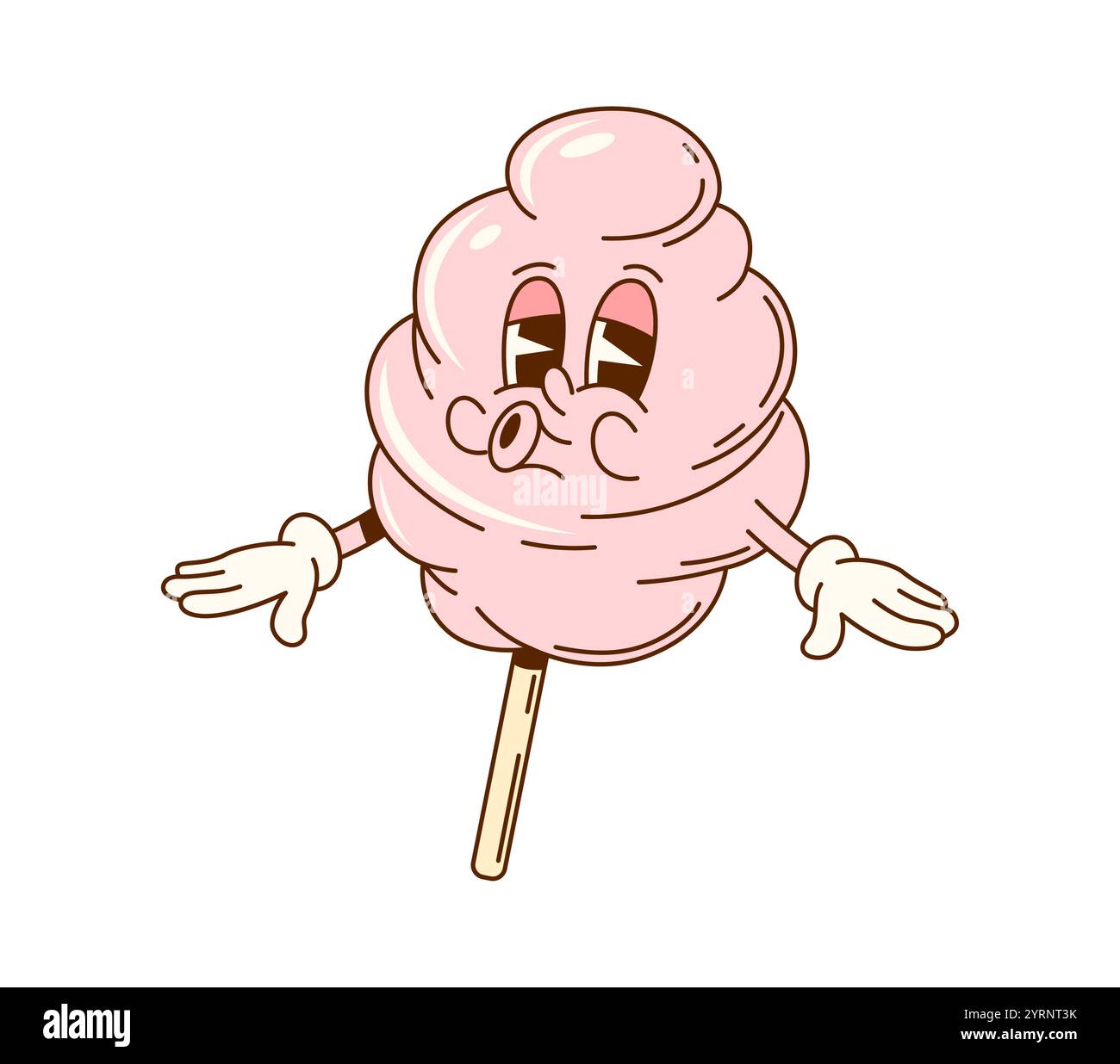 Cartoon groovy cotton candy fast food character. Isolated vector funny ...