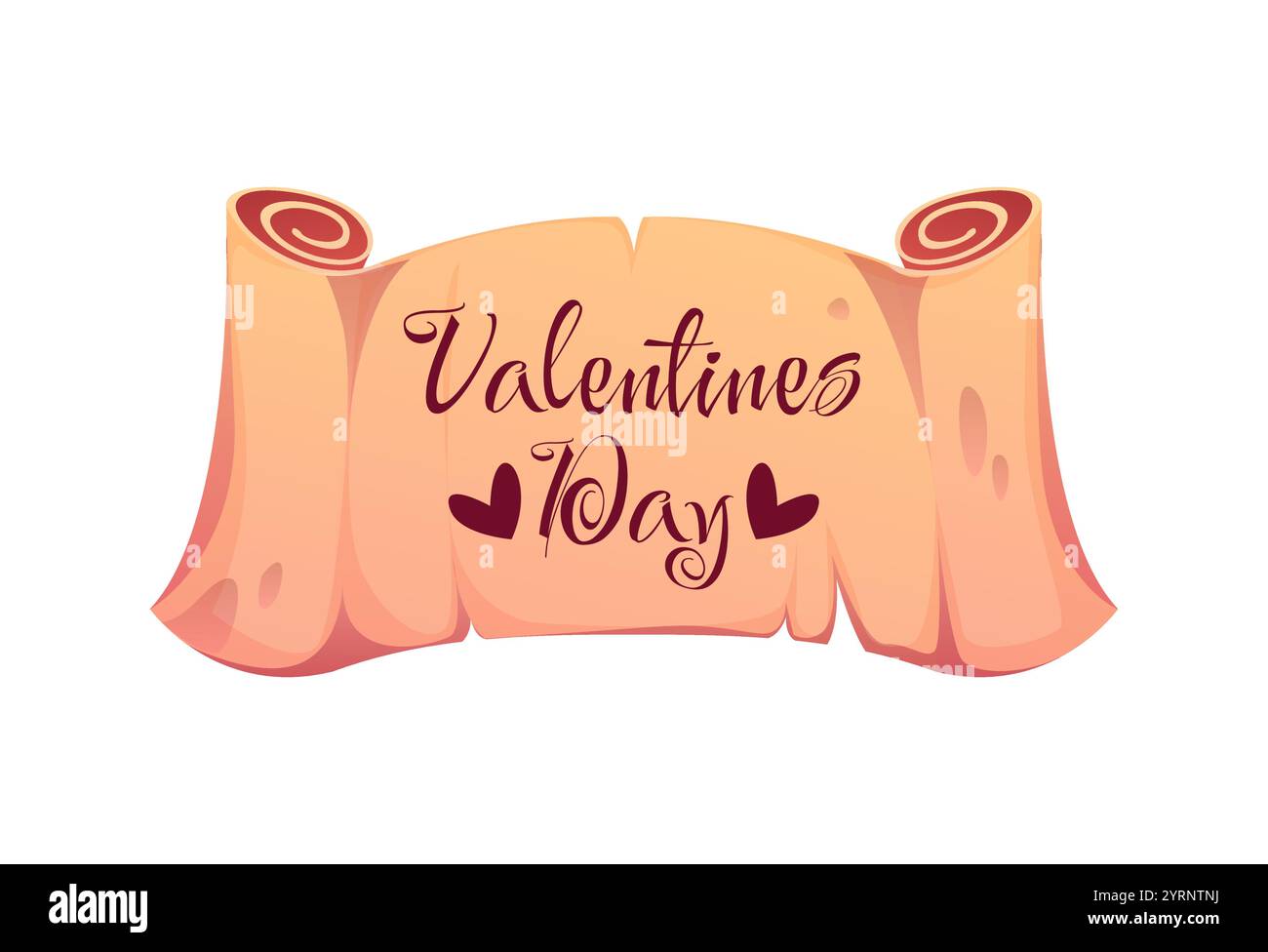 Valentine Day scroll with elegant lettering and heart icons, conveying ...