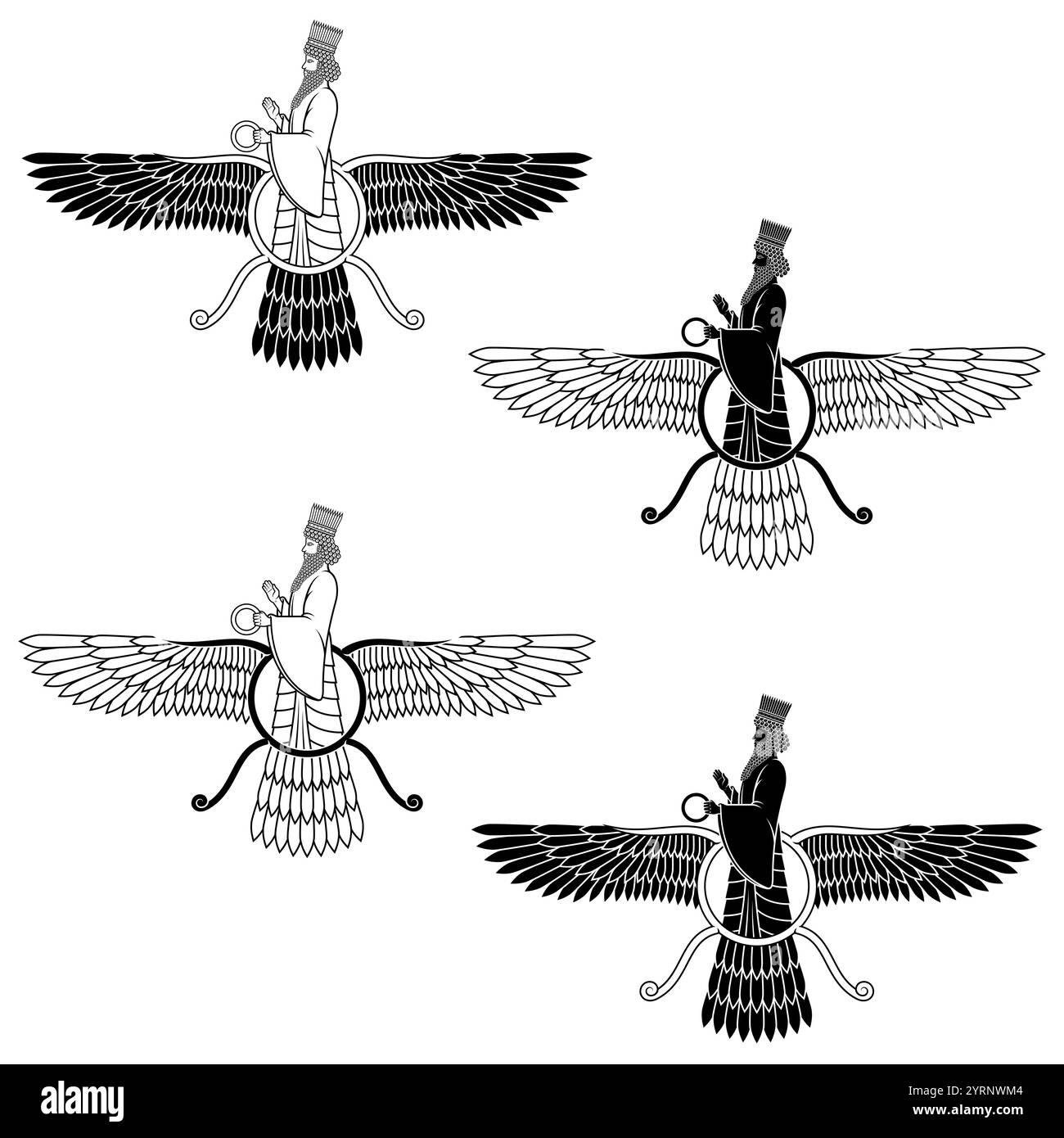 Vector design of Faravahar symbol, Zoroastrian religion symbol ...