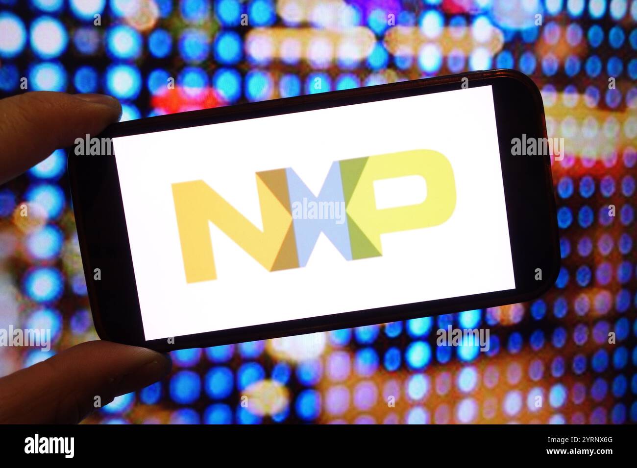 In this photo illustration, the NXP Semiconductors company logo is seen ...