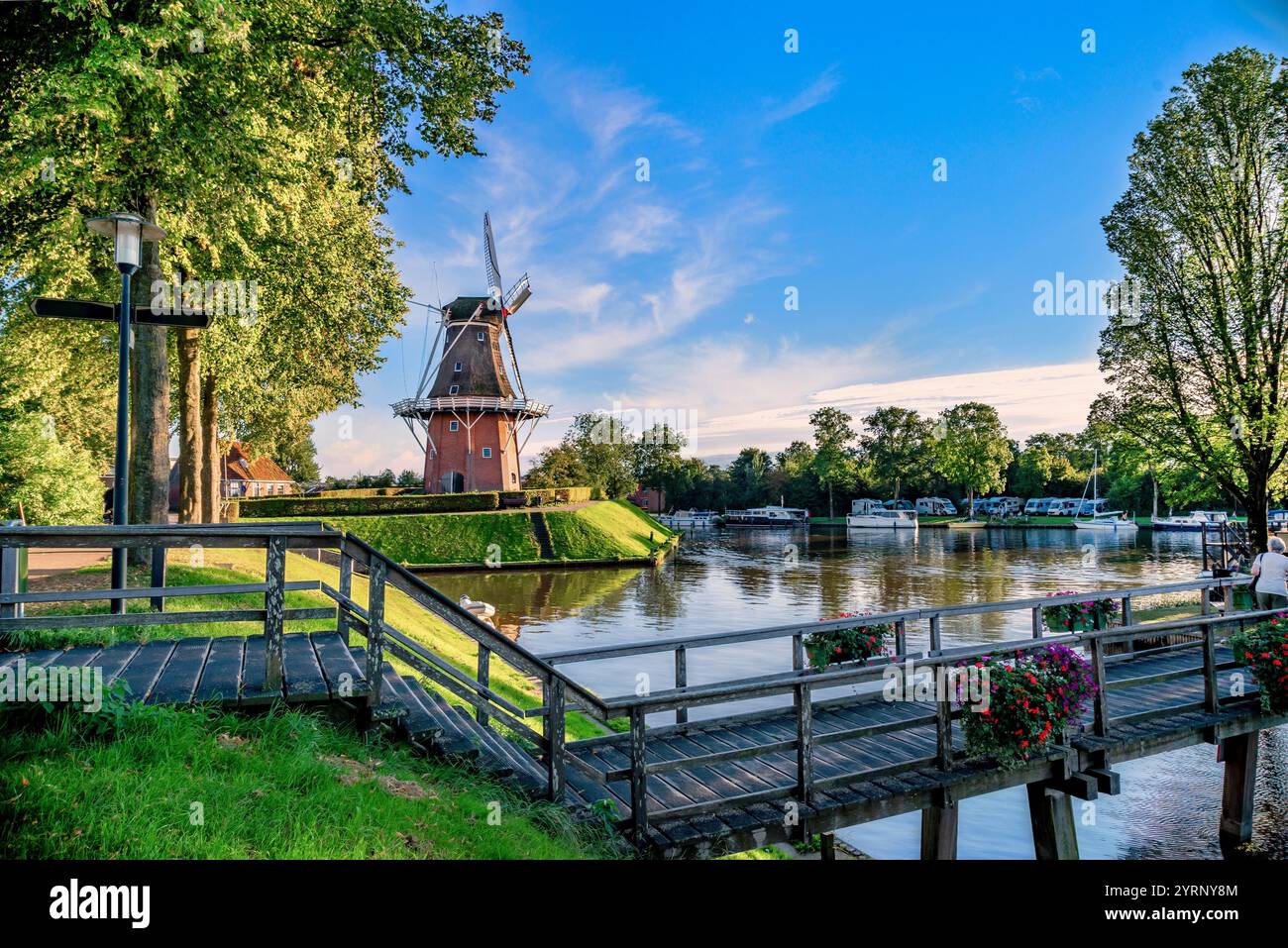 A classic dutch windmill in the city of Dokkum, Friesland, Netherlands ...