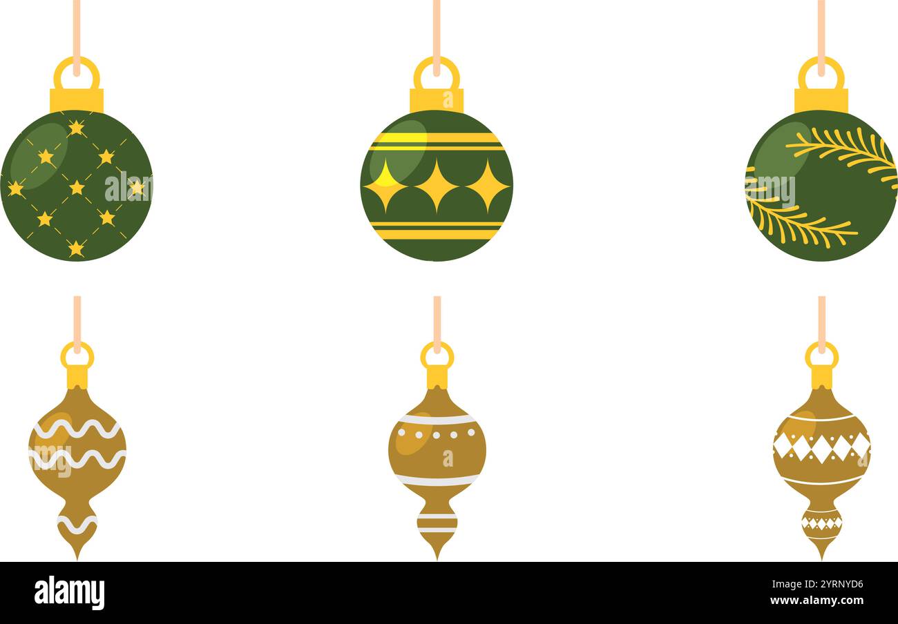 Colorful hanging Christmas ornaments collection Vector Stock Vector ...