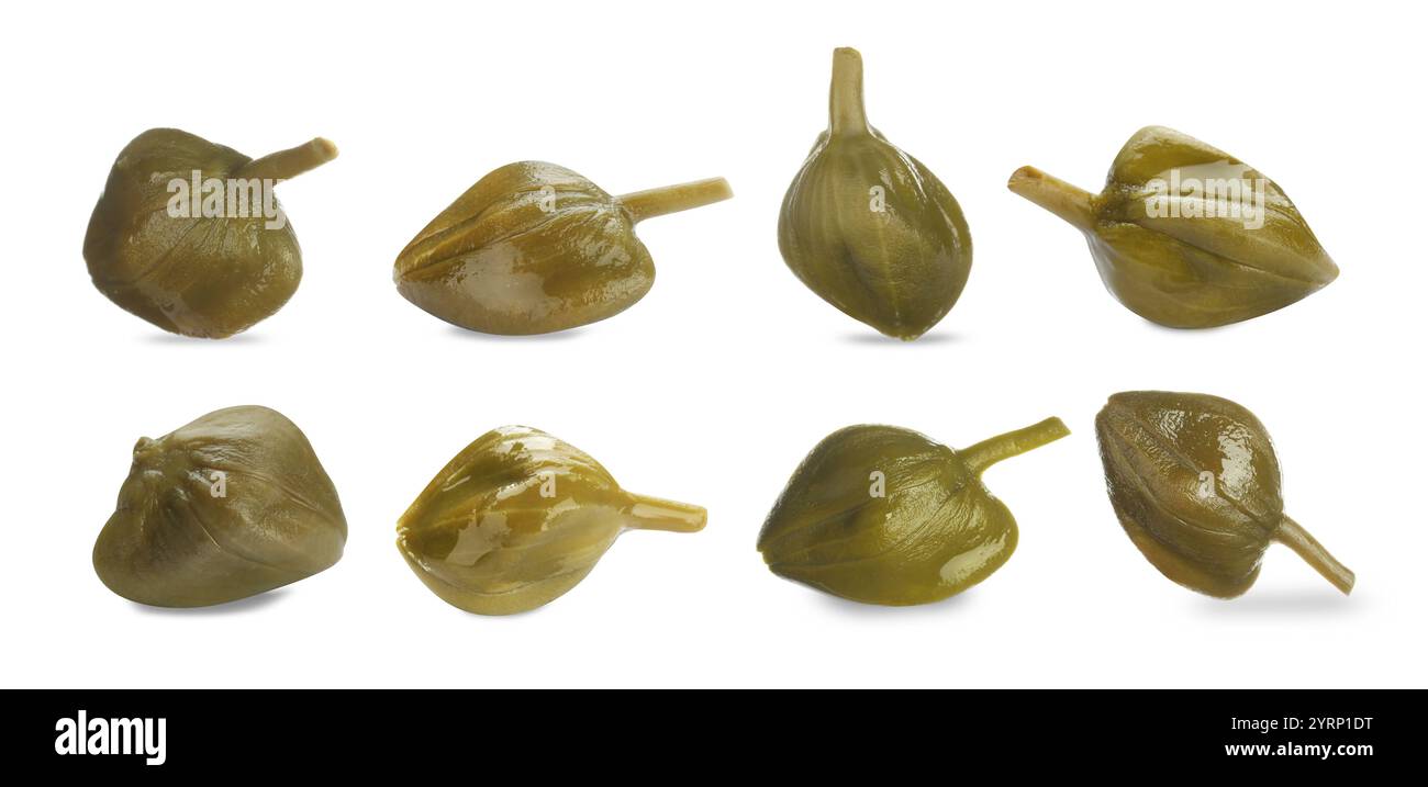 Yummy pickled caper flower buds isolated on white, set Stock Photo - Alamy