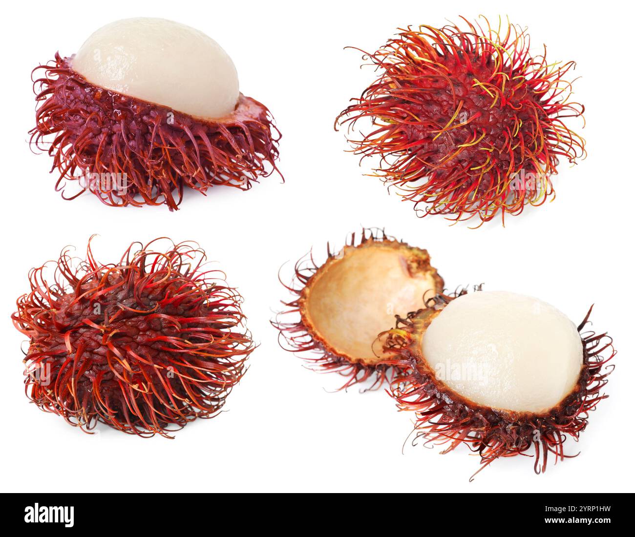 Fresh tropical rambutan fruits isolated on white, set Stock Photo - Alamy