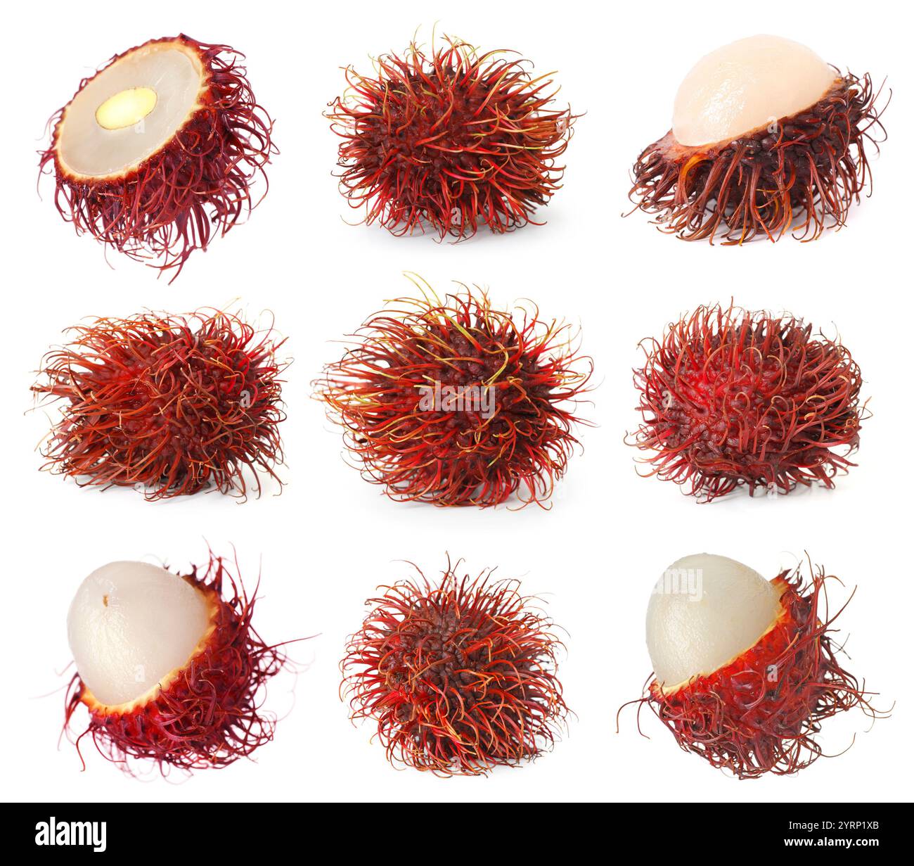 Fresh tropical rambutan fruits isolated on white, set Stock Photo - Alamy
