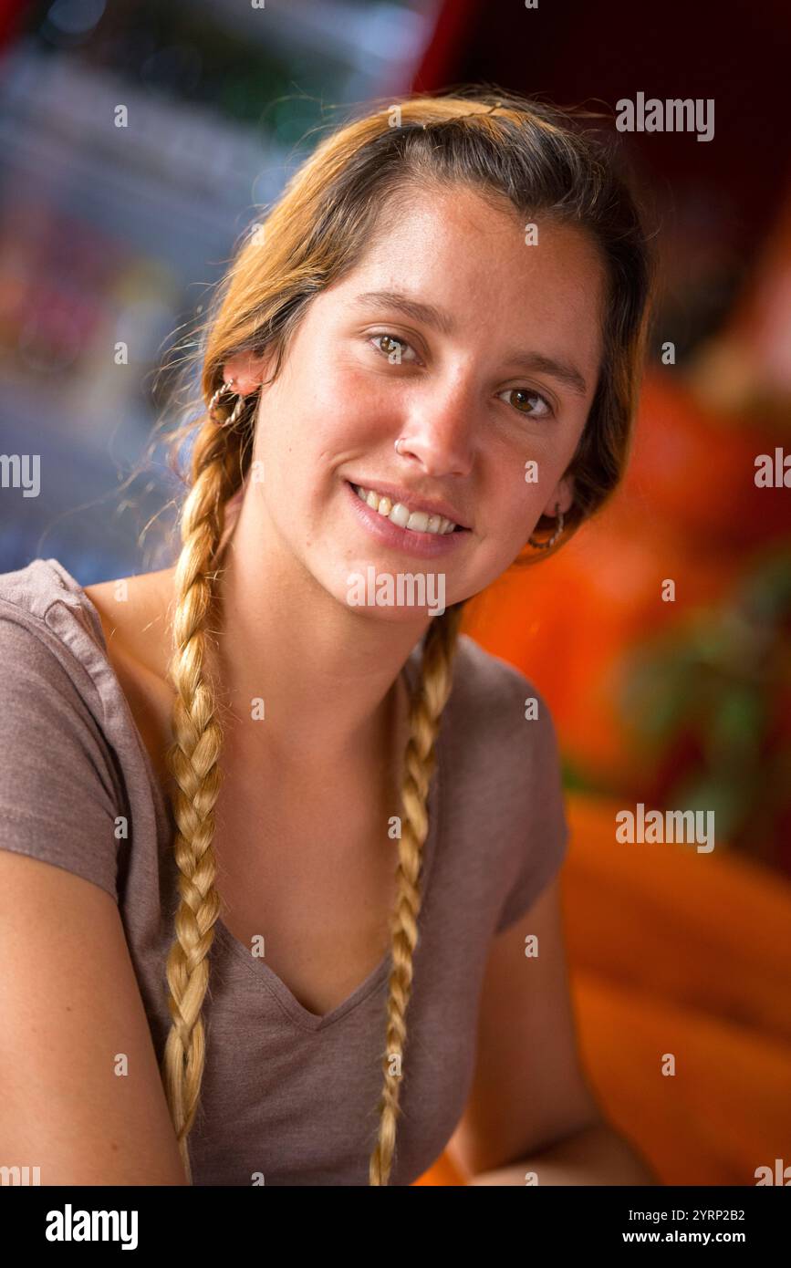 South America; Patagonia; Argentina Calafate; local girl Stock Photo ...