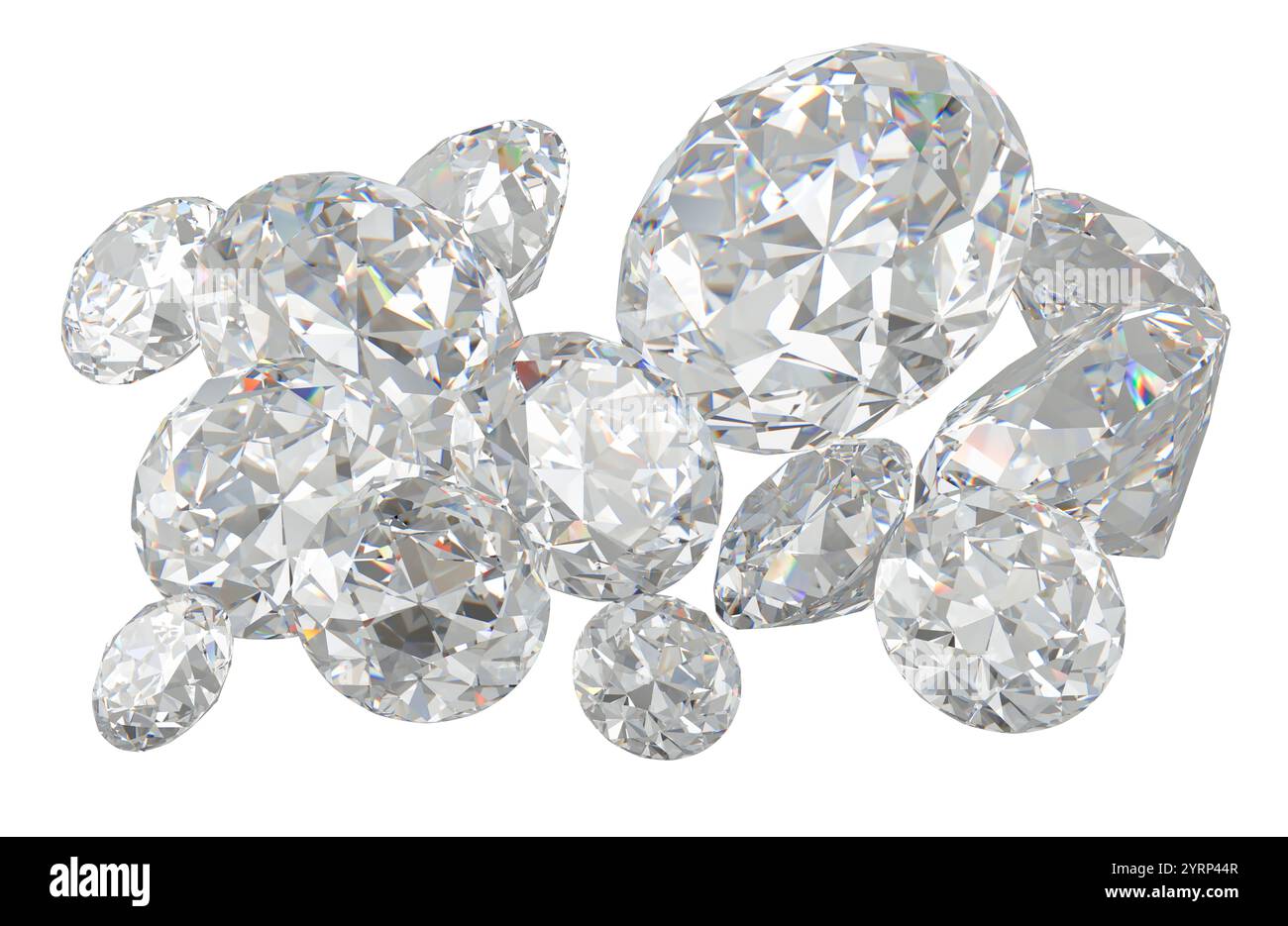 Diamonds, clear gemstones. 3D rendering isolated on white background ...