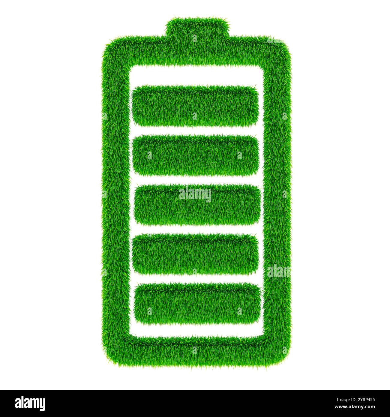 Battery from grass. Ecology, green energy concept, 3D rendering Stock ...