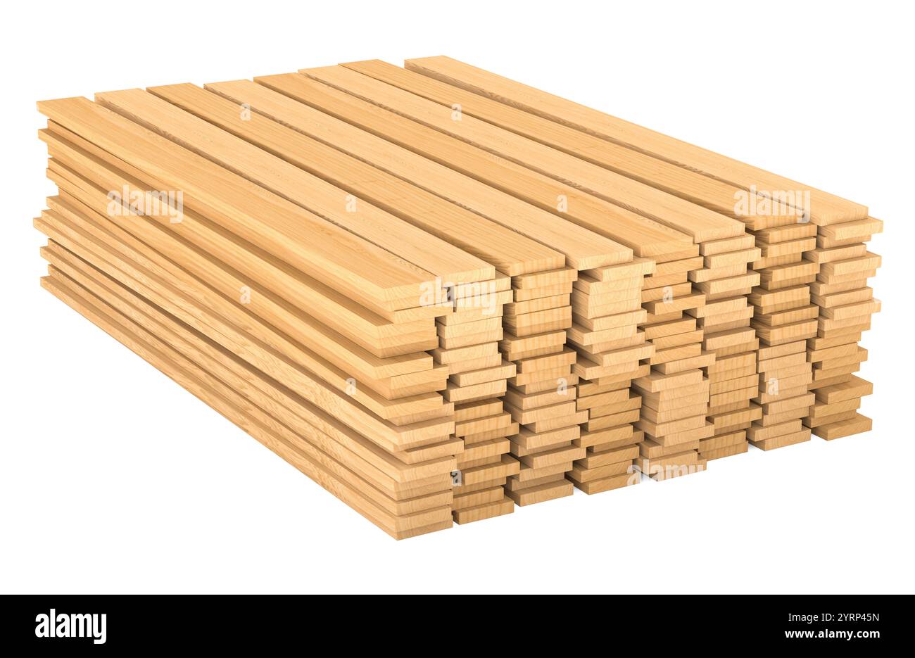 Stacked Wooden Planks, 3d rendering isolated on white background Stock ...
