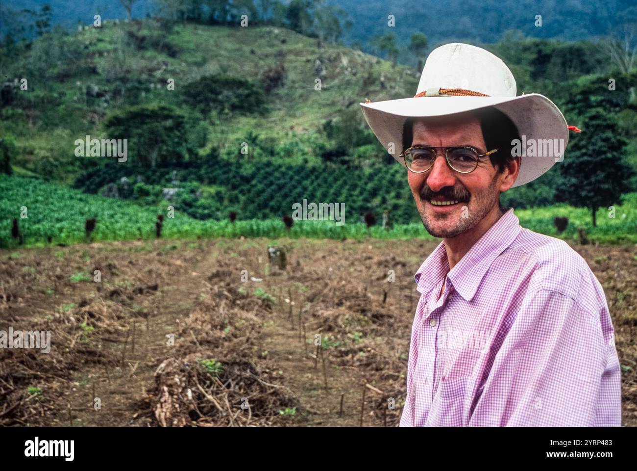Honduras, San Luis Planes. Coffee Farmer and his Field Ready for ...