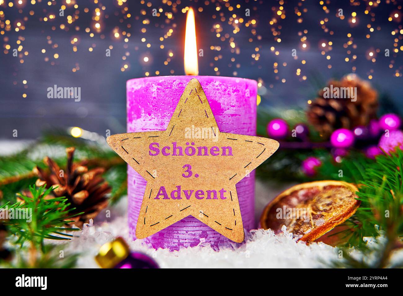 December 4, 2024: Have a nice 3rd Advent. Advent greetings on a burning ...