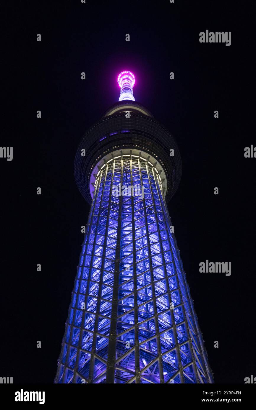 The 634m high Tokyo Skytree TV tower at night, Tokyo, Asia Stock Photo - Alamy