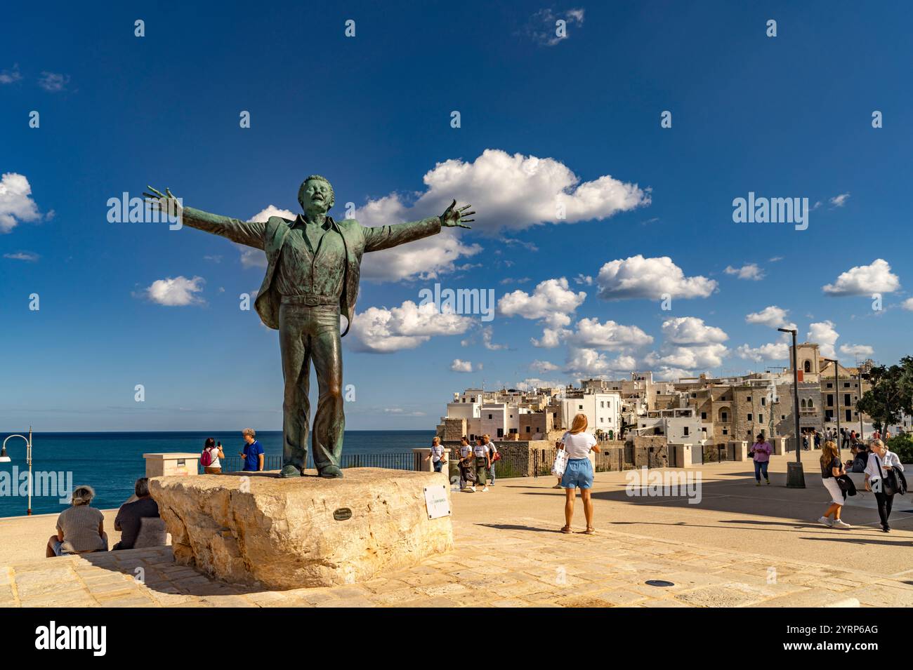 Statue of singer Domenico Modugno, Polignano a Mare, Apulia, Italy ...