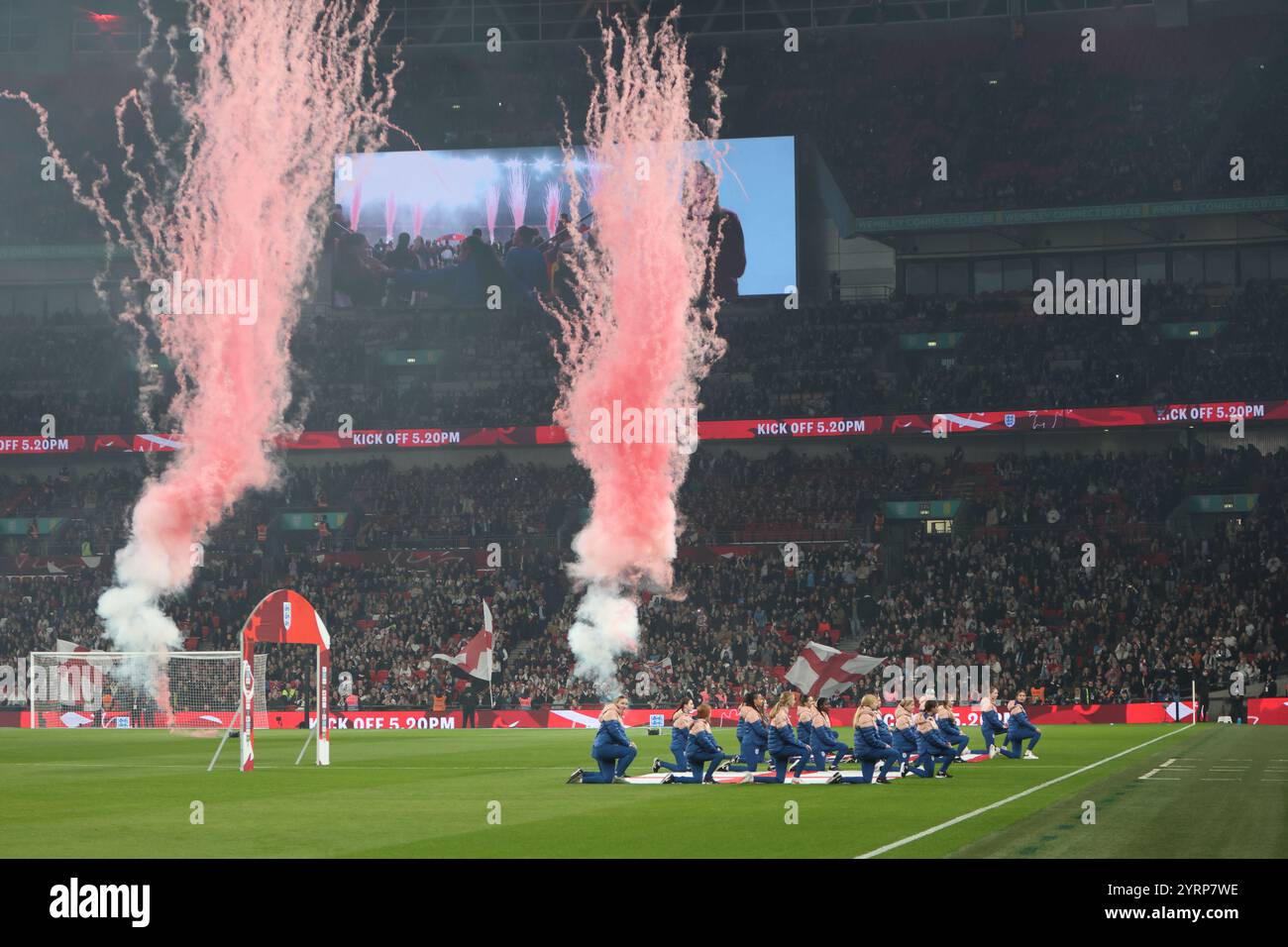 Pre match smoke red and white England v USA Wembley Stadium London ...