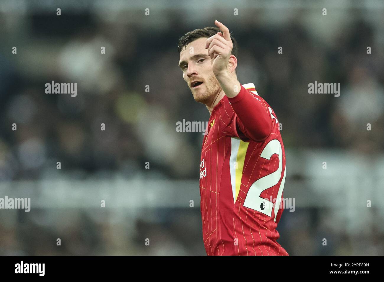 Andrew Robertson of Liverpool gives his team instructions during the ...
