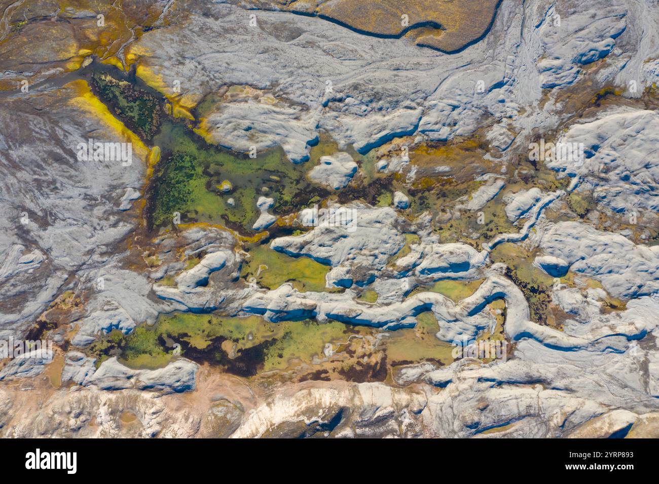 Aerial view of the beach at Ekmanfjord, Nordfjorden, Svalbard, Norway ...