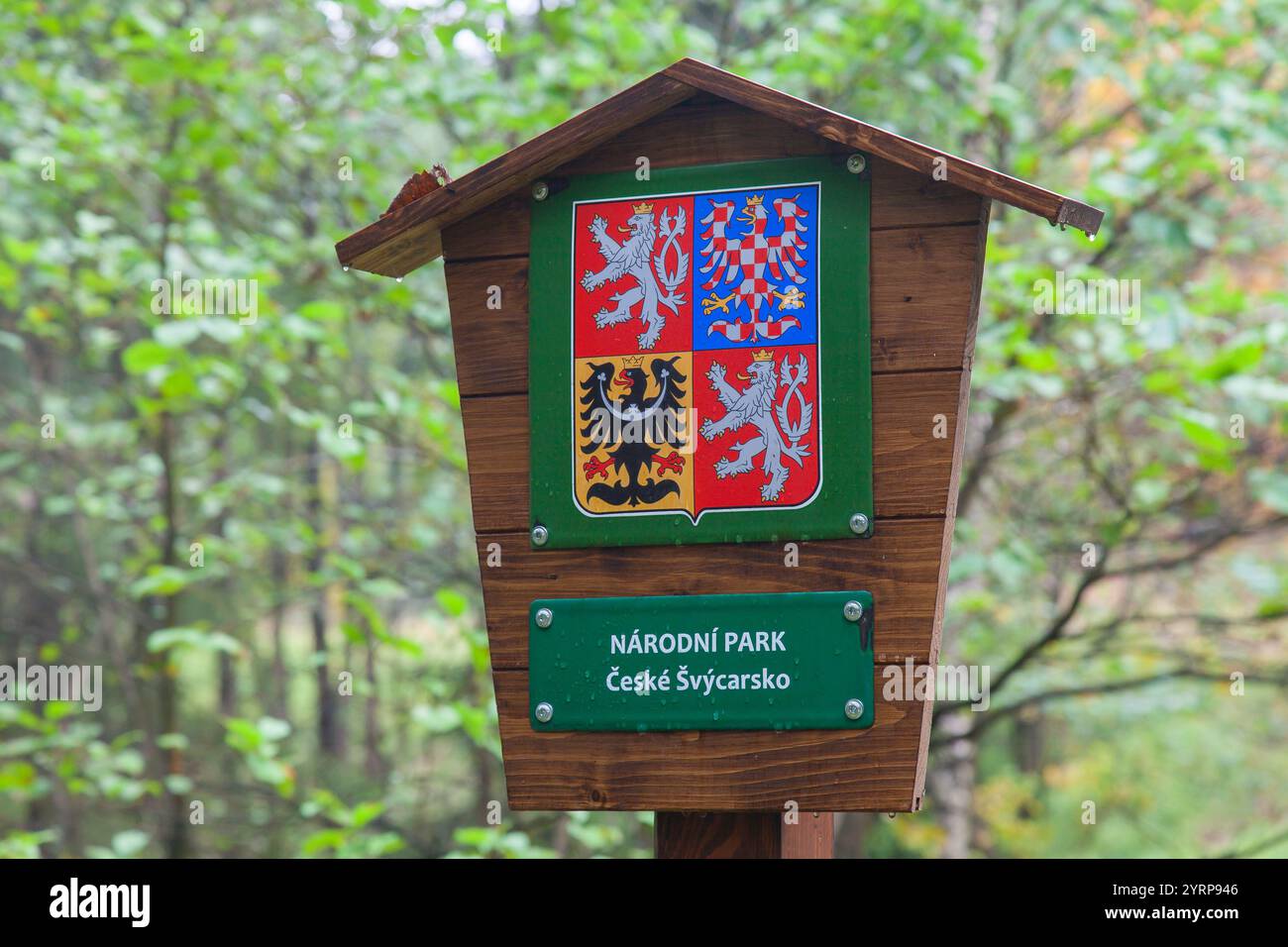 Sign Kamnitzklamm, autumn, Bohemian Switzerland National Park, Czech ...